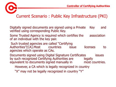 Ppt Controller Of Certifying Authorities Cca Ministry Of Communications And Information
