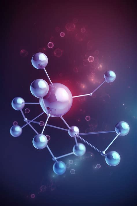Futuristic Molecular Structure With Glowing Atoms On Dark Background