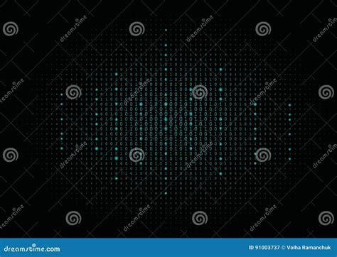 binary code black and cyan blue background stock illustration