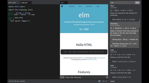 elm language documentation inside atom editor like in lighttable