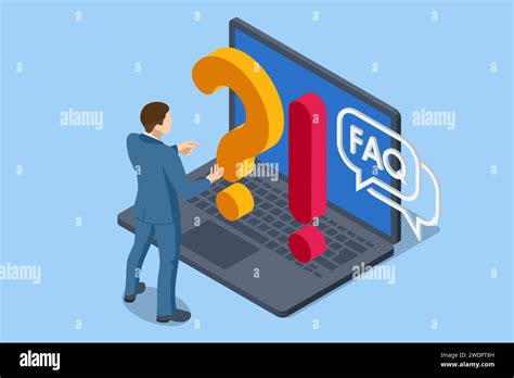 Isometric Question Marks Message Box With Question Chatbot Technology