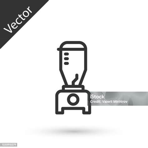 흰색 배경에 격리 된 회색 라인 블렌더 아이콘 그릇 부엌 전기 고정 블렌더 스무디 칵테일 또는 주스를 요리합니다 벡터 가정 생활에 대한 스톡 벡터 아트 및 기타 이미지