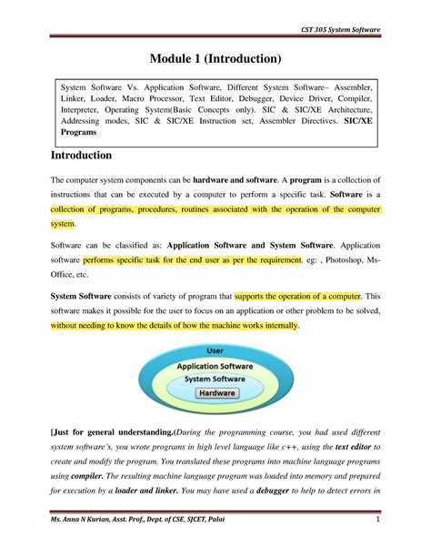 Module 1 System Software Module 1 Introduction Introduction The Computer System Components
