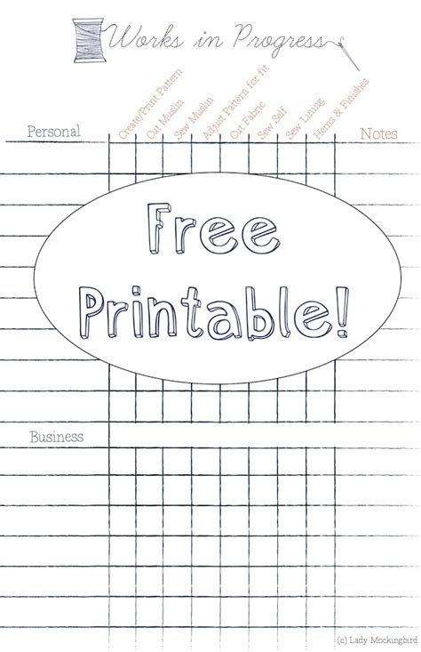 FreePrintable Works In Progress Tracking Sheet Amy Nicole Studio