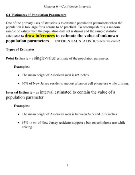Confidence Intervals Estimates And Sample Size