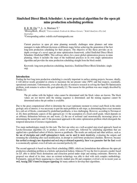 Simsched Direct Block Scheduler A New Practical Algorithm For The Open