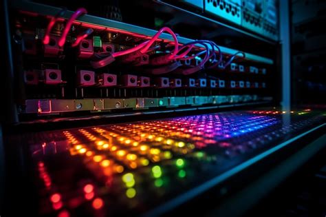 Premium Photo Abstract Olorful Network Panel Switch And Cable In Data