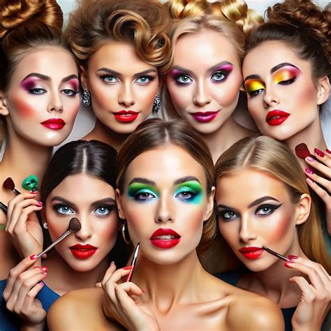 A Group Of Women With Makeup On Their Faces Are Posing For A Photo