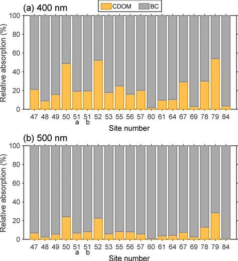 Relative Absorption Contributions Of Cdom And Bc At A 400 Nm And B Download Scientific