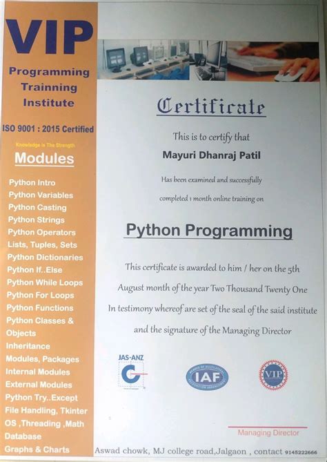 Completed Python Programming Course Mayuri Patil Posted On The Topic