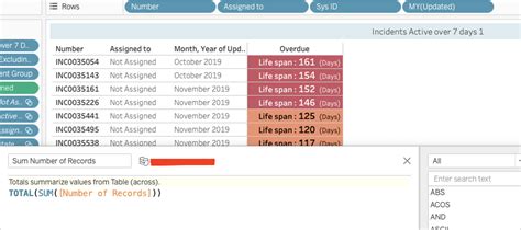 tableau calculated field total number of records in title stack overflow