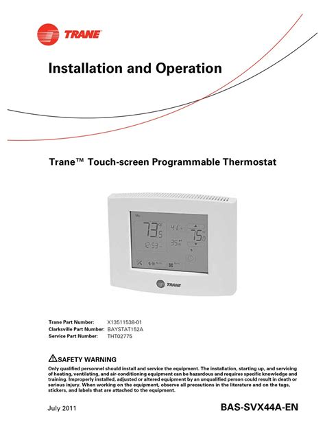 Trane Programmable Thermostat Instruction Manual Carrier Heat Pump