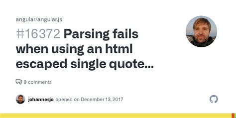 Parsing Fails When Using An Html Escaped Single Quote · Issue
