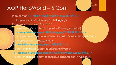 Spring AOP 구현 XML Schema 기반 XML Schema Based Helloworld PPT