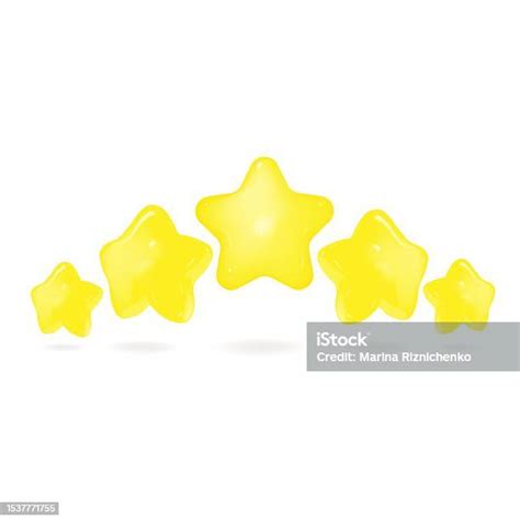 별 다섯 개 광택 있는 노란색 웹 사이트 직원에 대한 고객의 고객 평가 피드백 개념 물체의 사실적인 3d 디자인 모바일 응용 프로그램의 경우 벡터 일러스트 레이 션 3차원