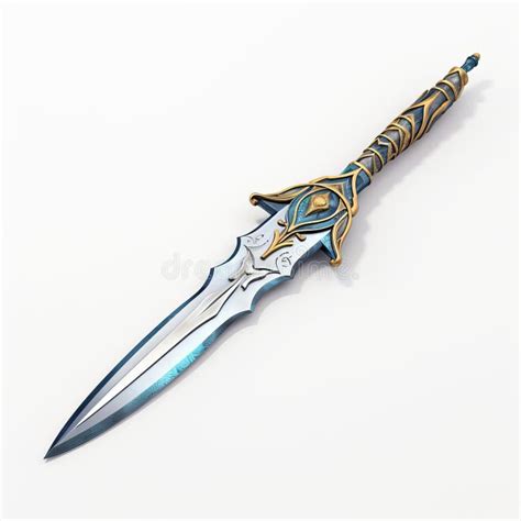 Majestic Fantasy Dagger With Intricate Gold Accents Design Stock