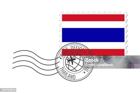 태국 우표 흰색 배경에 분리된 태국 국기가 있는 엽서 벡터 그림 고무도장에 대한 스톡 벡터 아트 및 기타 이미지 고무도장 국기 기 Istock