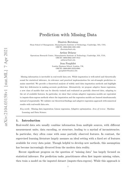 Pdf Beyond Impute Then Regress Adapting Prediction To Missing Data