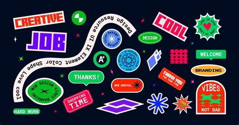 Set Of Labels Stickers Patches Tag Shapes Pins For Modern UI Design Sticker Pack
