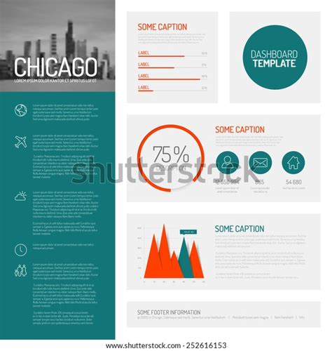 Simple Infographic Dashboard Template With Flat Design Graphs And