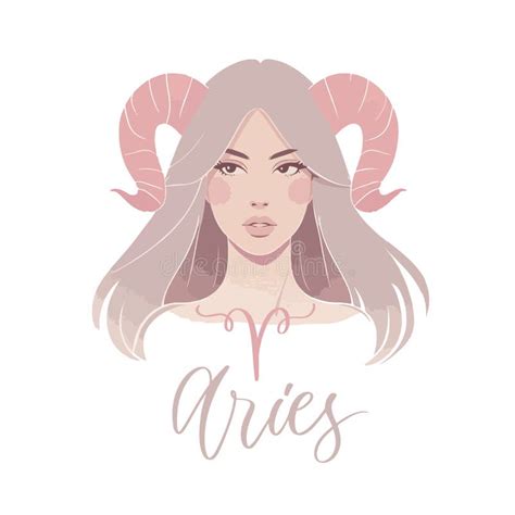 Zodiac Girl Aries Vector Astrological Signs As A Beautiful Woman Stock