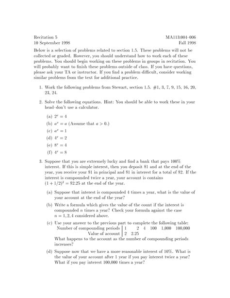 Practice Questions For Assignment 7 Calculus I Ma 113 Docsity
