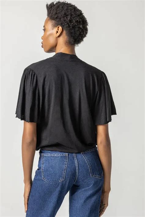 Faux Wrap Flutter Sleeve Twist Boutique