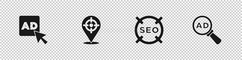 Set Advertising Target Sport Seo Optimization And Icon Vector Stock Vector Illustration Of