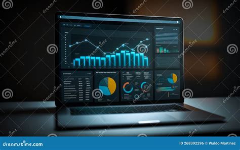 Laptop With Analytic Data Generative Ai Stock Illustration
