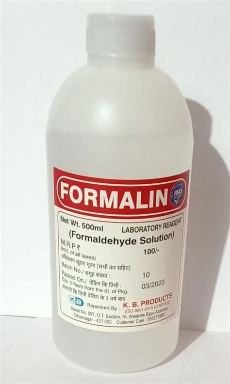 Formalin Solution 500 Ml For Water Disinfectant Liquid At Rs 20 00 Bottle In Ulhasnagar