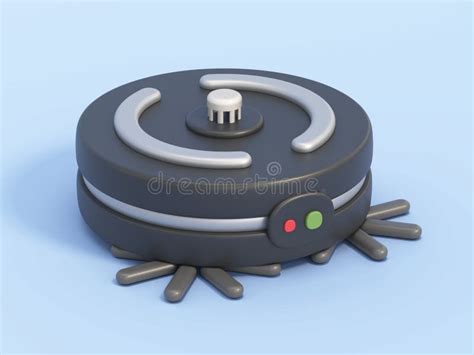 Cartoon Robotic Vacuum Cleaner Isolated On Blue Background 3d Illustration Stock Illustration