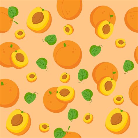 Seamless Apricot Fruit Pattern Whole And Half 13461470 Vector Art At Vecteezy