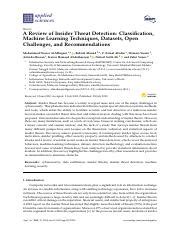A Review Of Insider Threats Pdf Applied Sciences Review A Review Of Insider Threat Detection