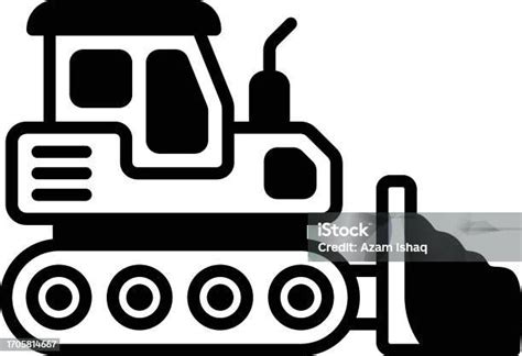 강력한 도저 철거 추진 기계 벡터 아이콘 디자인 핸디맨 서비스 기호 주택 수리 기호 토목 공학 및 건축 계약자 일러스트레이션