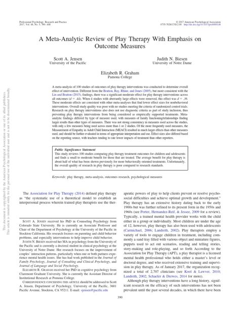 Jensen Et Al 2017 A Meta Analytic Review Of Play With
