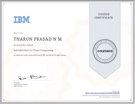 Tharun Prasad N M On Linkedin Cloudcomputing Ibm Coursera