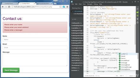 23 Activity Create A Responsive Contact Form Using Php And Bootstrap Part 2 Php Youtube