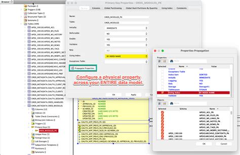 defining storage properties for primary and unique columns in sql