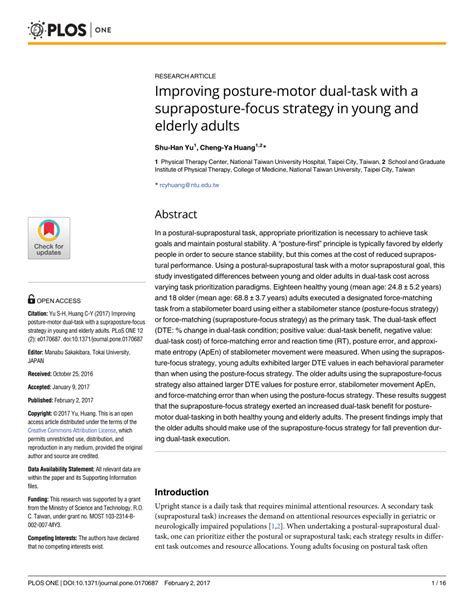 Pdf Improving Posture Motor Dual Task With A Supraposture Focus
