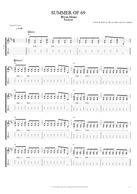 Summer Of 69 Tab By Bryan Adams Guitar Pro Guitars Bass And Backing