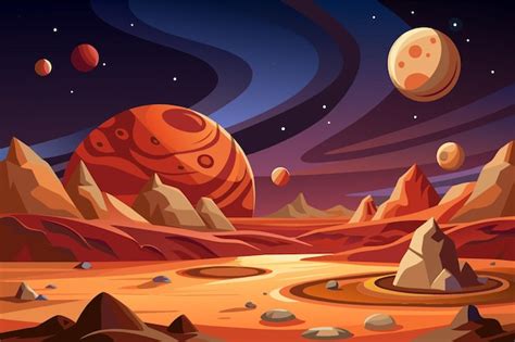 우주 게임 배경 외계 행성 풍경 프리미엄 Ai 생성 벡터