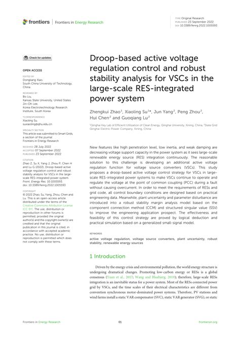 Pdf Droop Based Active Voltage Regulation Control And Robust