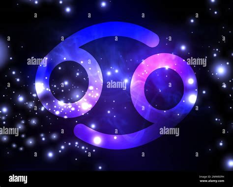 Cancer Astrological Sign And Night Sky With Stars Illustration Stock