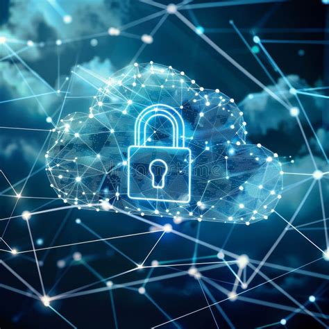 Cloud Computing Security With Padlock Icon Big Data Network Protection