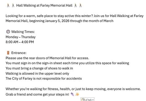 City Of Farley Memorial Hall Walking