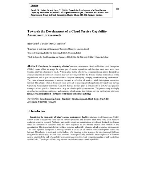 Pdf Towards The Development Of A Cloud Service Capability Assessment