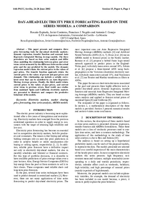Pdf Day Ahead Electricity Price Forecasting Based On Time Series
