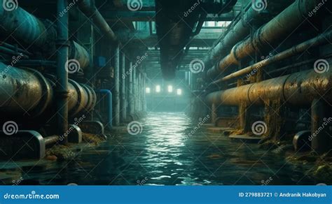 Industrial Pipeline Oil And Gas Generative Ai Stock Illustration