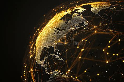 Global Data Transfer To Cloud Server With Connected Points In Minimalist Style Stock Image