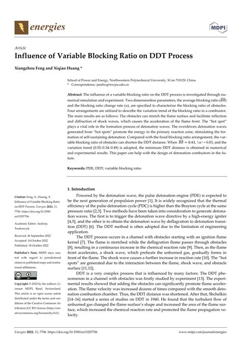 Pdf Influence Of Variable Blocking Ratio On Ddt Process